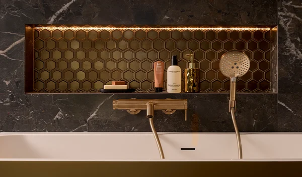 Badkamer met geborsteld brons - St. Pieter - de badkamer en ...