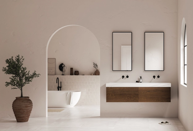 Trend: De Monochrome Badkamer met zachte elegantie