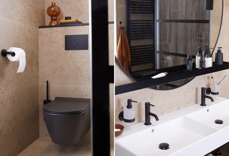 Badkamer met zwarte accenten - Baden+